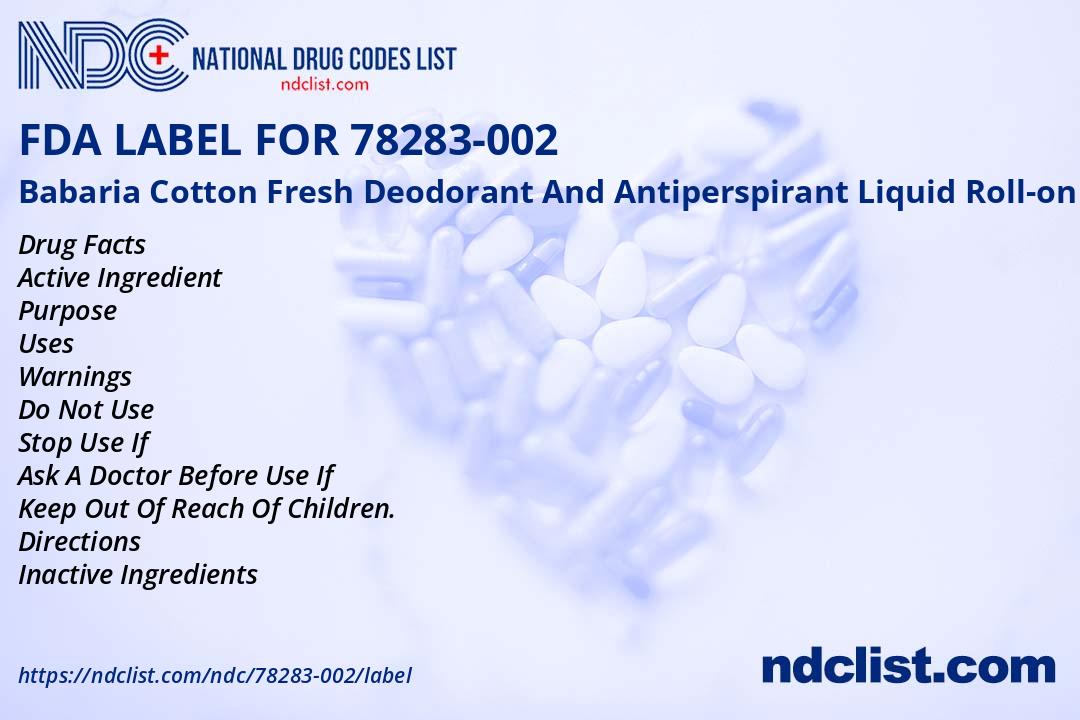 FDA Label for Babaria Cotton Fresh Deodorant And Antiperspirant Liquid ...