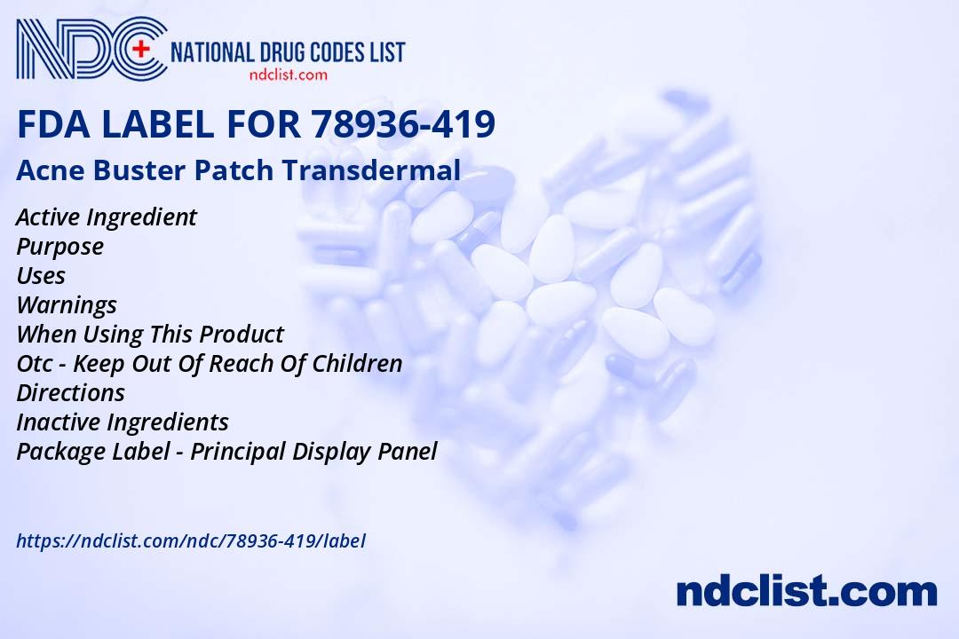 FDA Label for Acne Buster Patch Transdermal - Indications, Usage ...