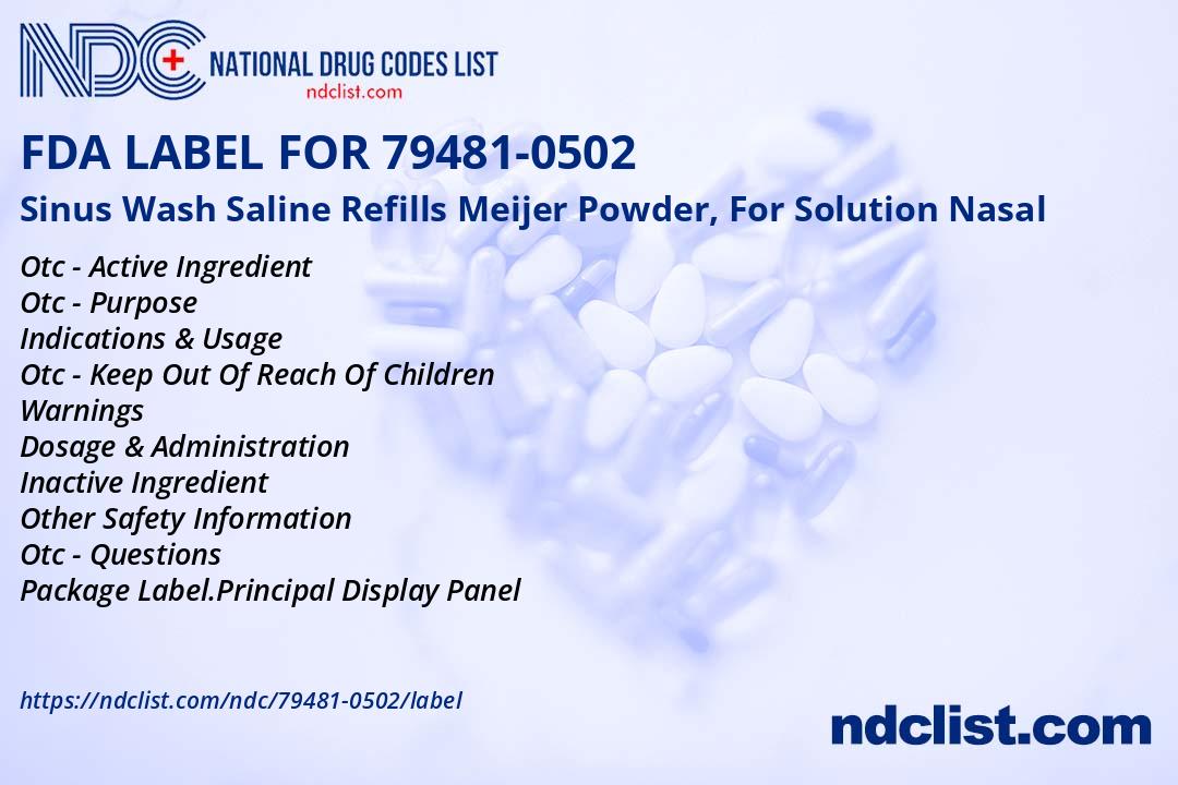 FDA Label for Sinus Wash Saline Refills Meijer Powder, For Solution ...