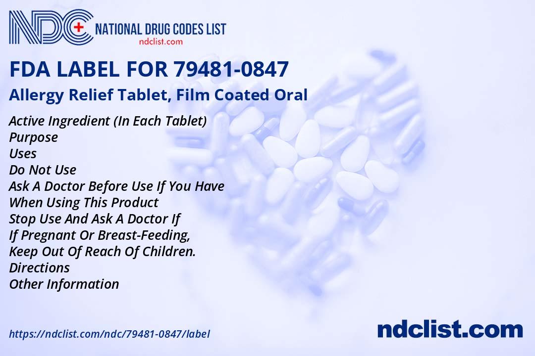FDA Label for Allergy Relief Tablet, Film Coated Oral - Indications ...