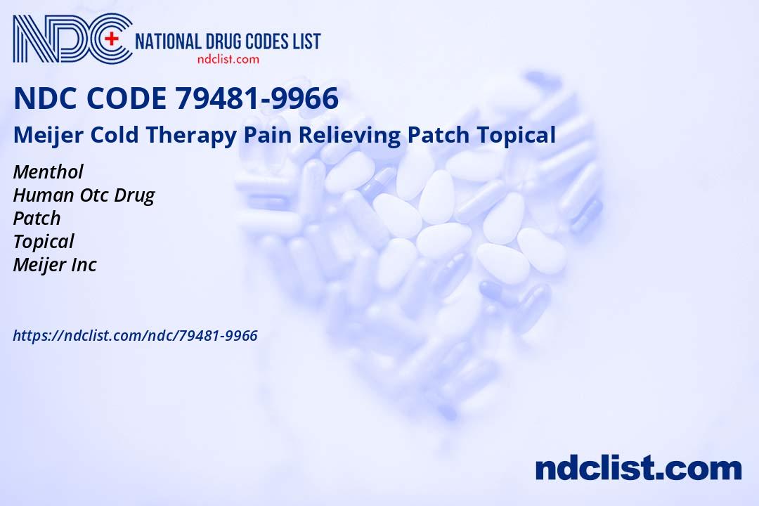NDC 79481-9966 Meijer Cold Therapy Pain Relieving Patch Topical