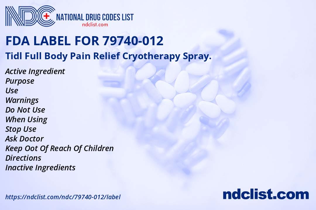 FDA Label for Tidl Full Body Pain Relief Cryotherapy Spray ...