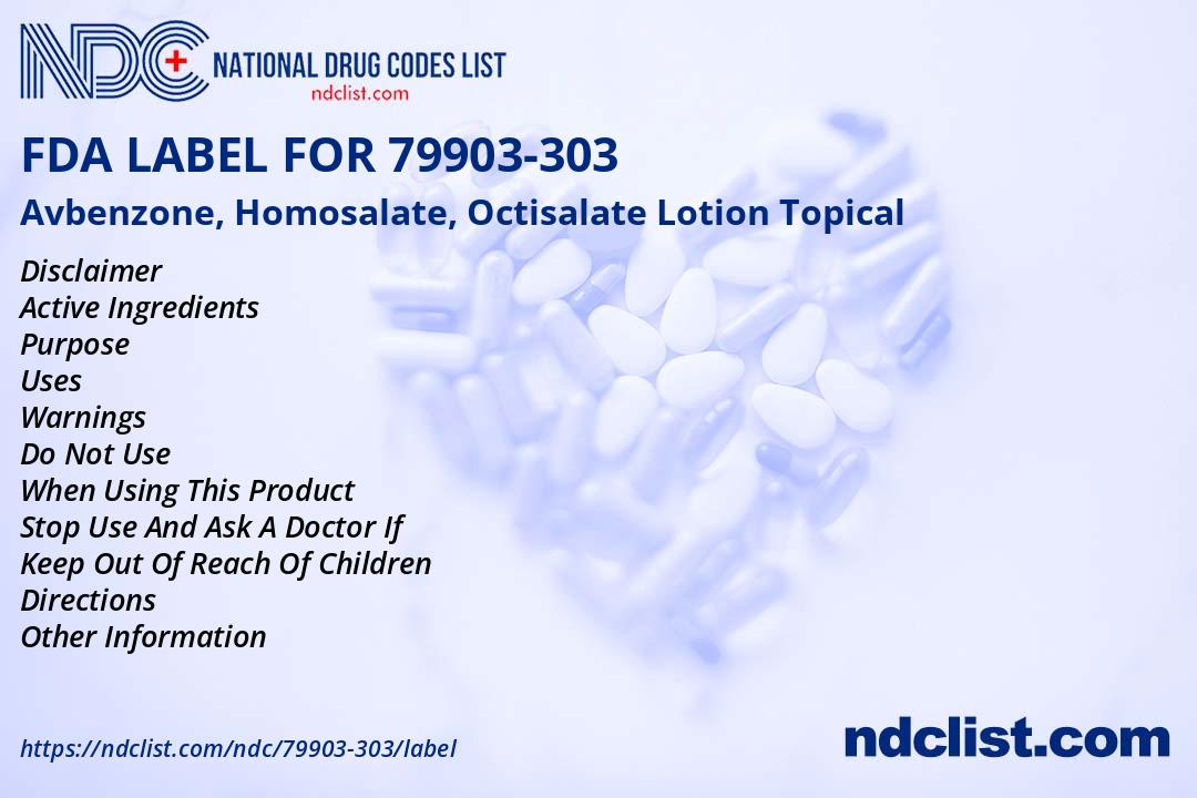 FDA Label for Avbenzone, Homosalate, Octisalate Lotion Topical ...