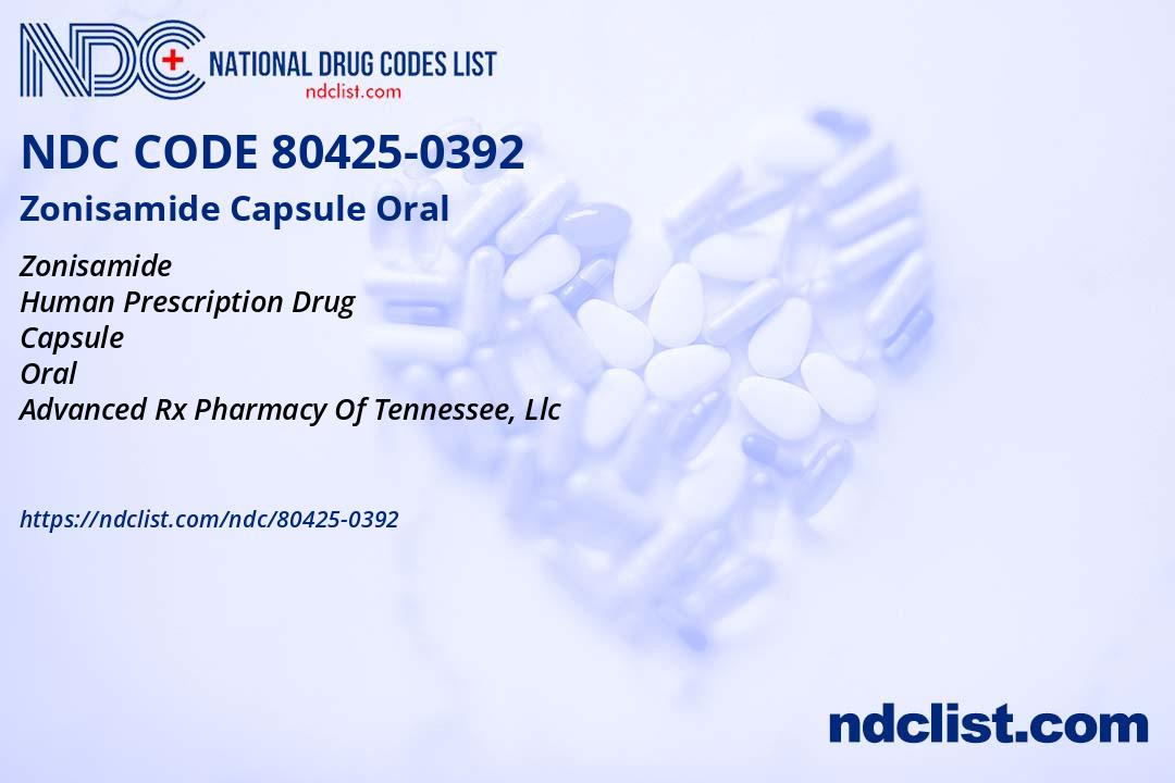 NDC 80425-0392 Zonisamide Capsule Oral