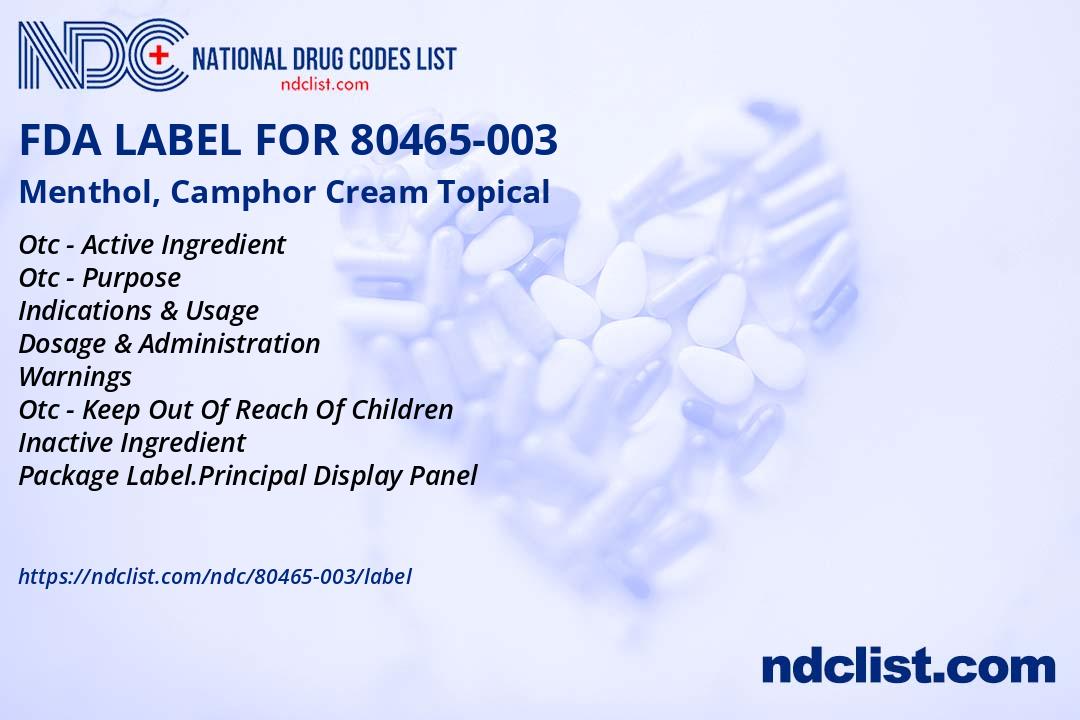 FDA Label for Menthol, Camphor Cream Topical - Indications, Usage ...