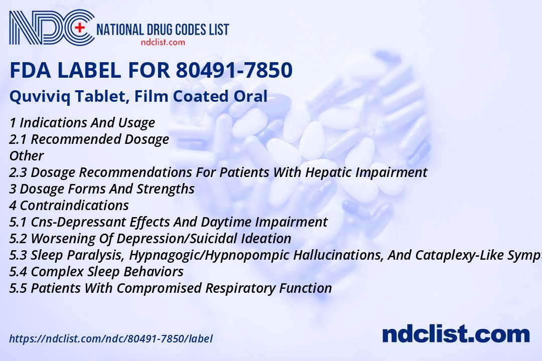 Quviviq Tablet, Film Coated FDA Label - NDC 80491-7850