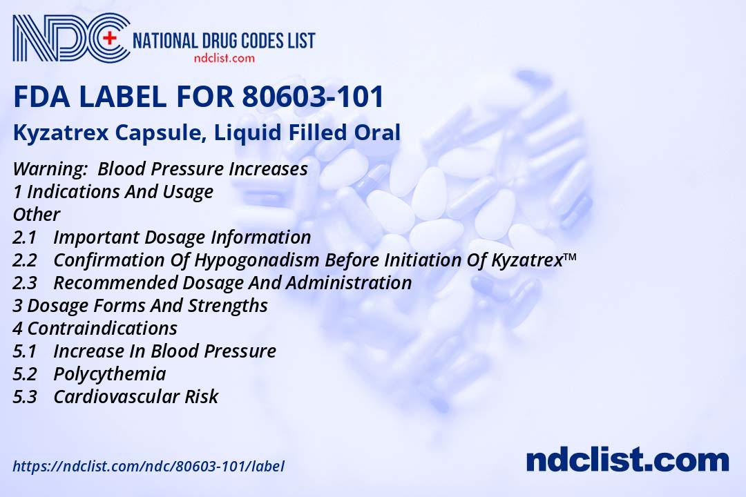 FDA Label for Kyzatrex Capsule, Liquid Filled Oral - Indications, Usage & Precautions