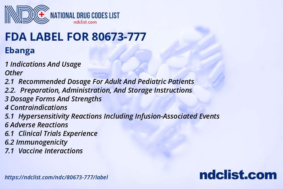 FDA Label for Ebanga Kit - Indications, Usage & Precautions