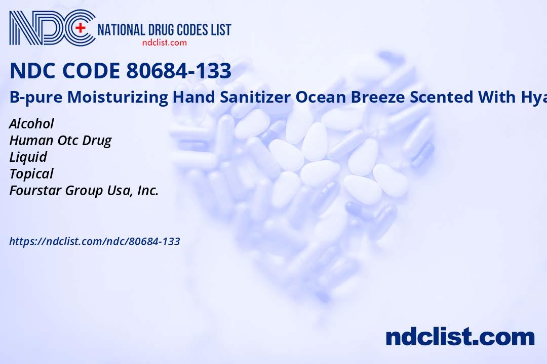NDC 80684-133 B-pure Moisturizing Hand Sanitizer Ocean Breeze Scented With Hyaluronic Acid ...