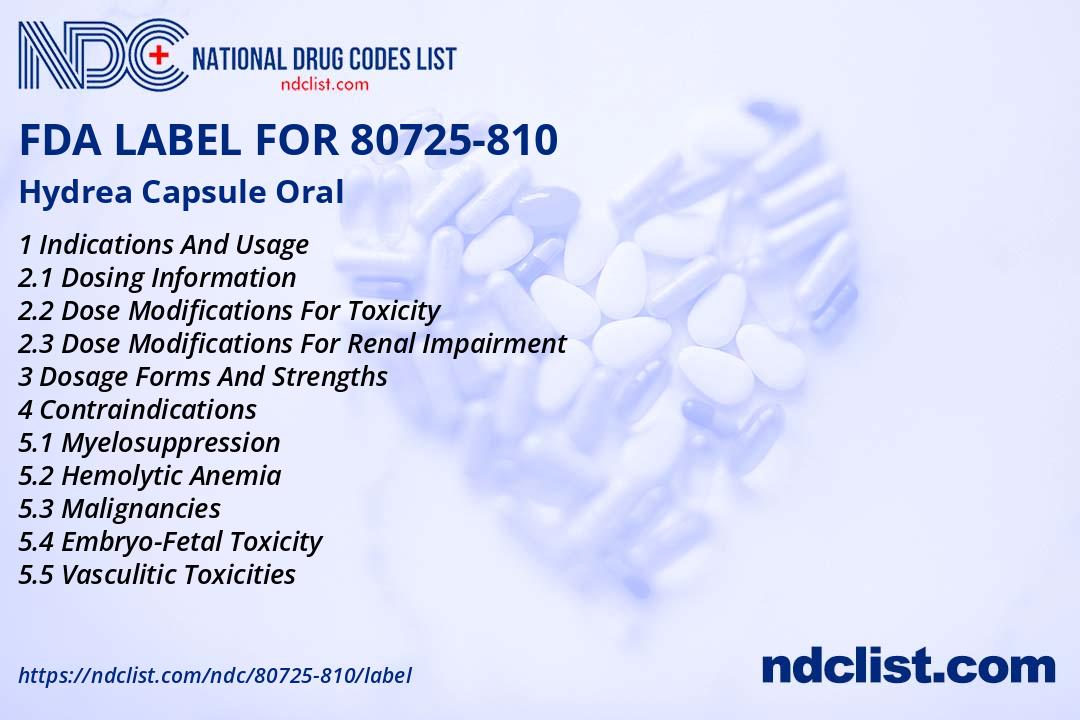Hydrea Capsule FDA Label - NDC 80725-810