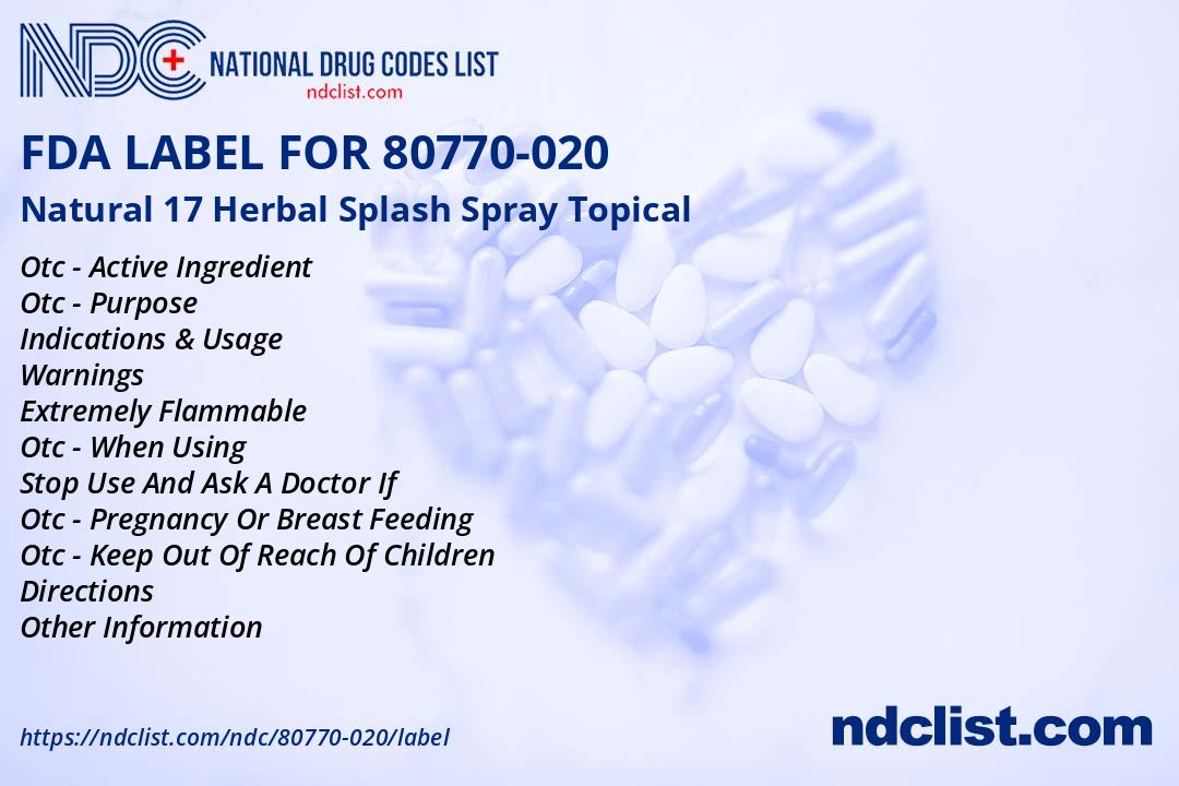 FDA Label for Natural 17 Herbal Splash Spray Topical - Indications ...