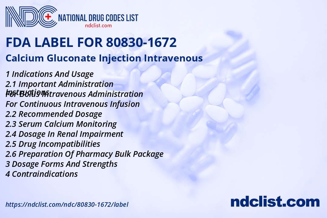 FDA Label for Calcium Gluconate Injection Intravenous - Indications ...