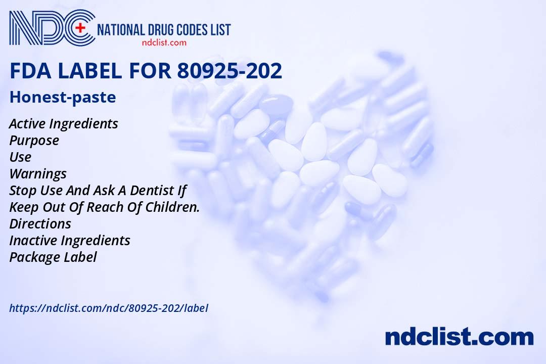 Honest-paste- FDA Label NDC80925-202