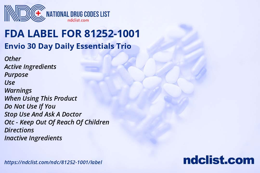 FDA Label for Envio 30 Day Daily Essentials Trio - Indications, Usage ...