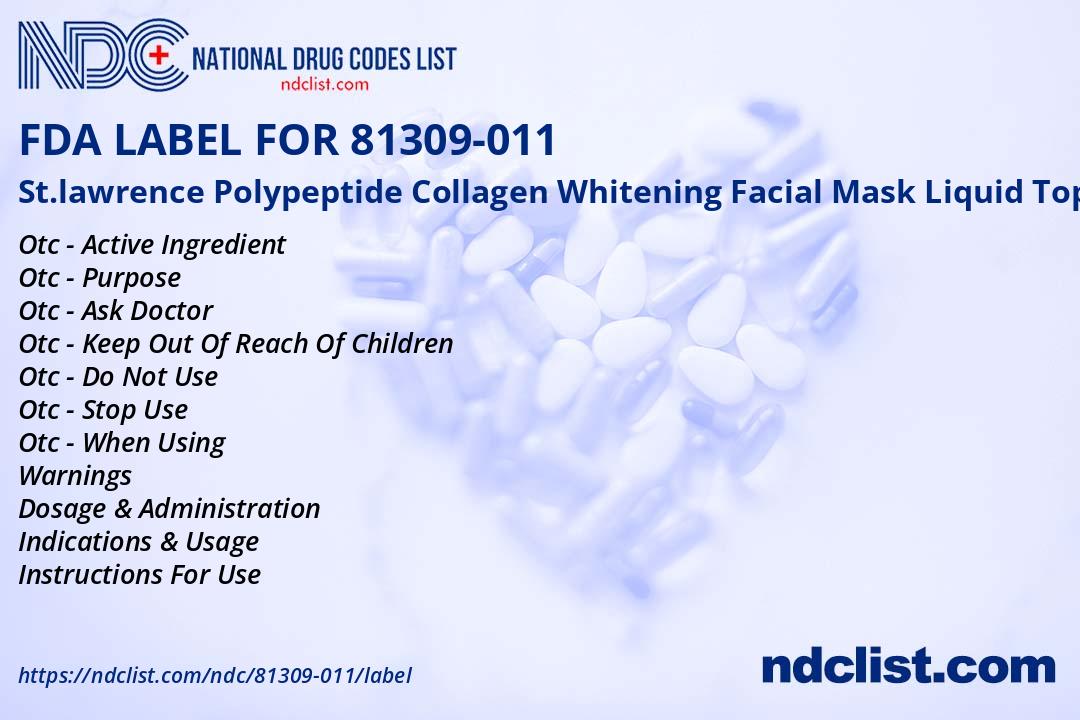 FDA Label for St.lawrence Polypeptide Collagen Whitening Facial Mask ...
