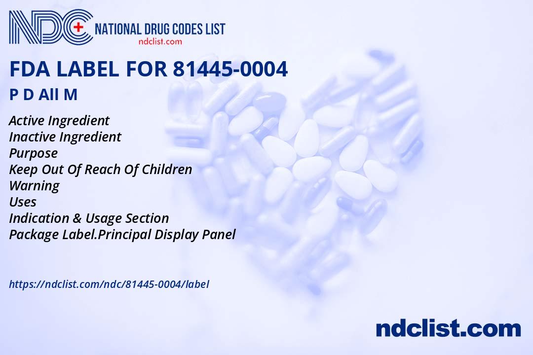FDA Label for P D All M - Indications, Usage & Precautions