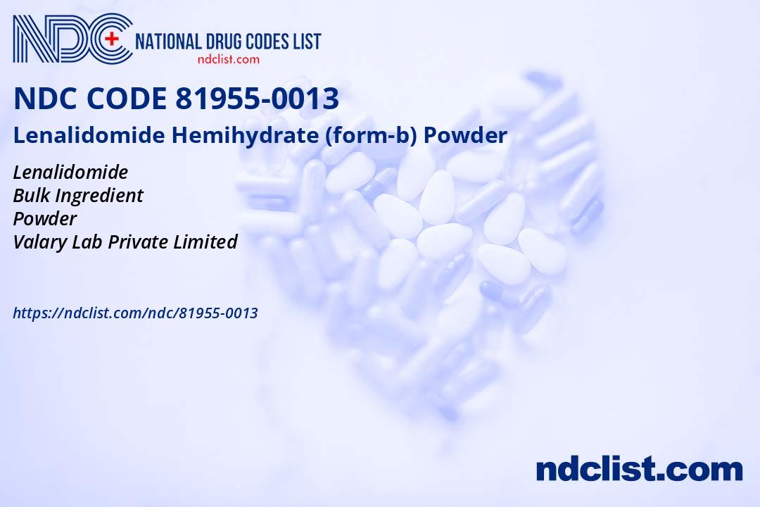 Lenalidomide Hemihydrate (form-b) Powder NDC 81955-0013