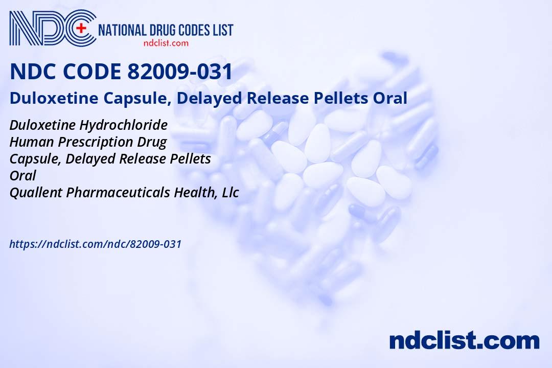 Duloxetine Capsule, Delayed Release Pellets NDC 82009-031