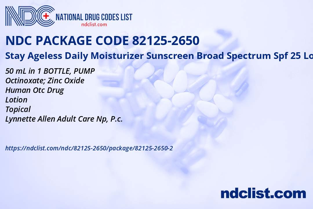 NDC Package 82125-2650-2 Stay Ageless Daily Moisturizer Sunscreen Broad ...