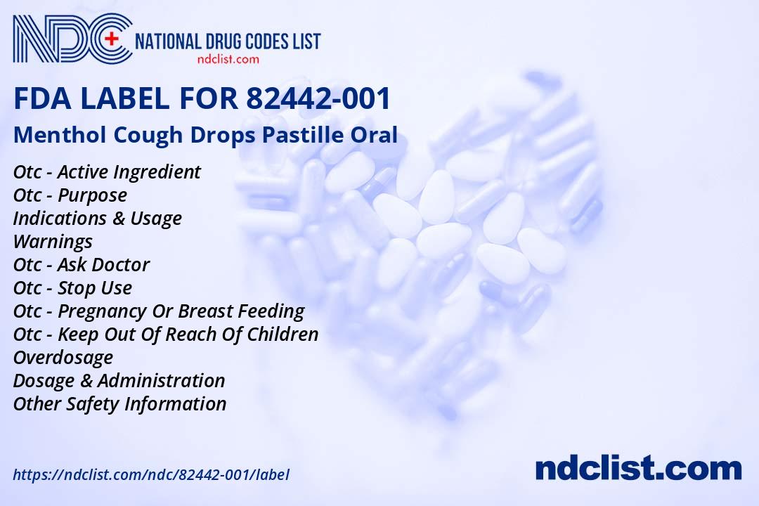 Menthol Cough Drops Pastille- FDA Label NDC82442-001