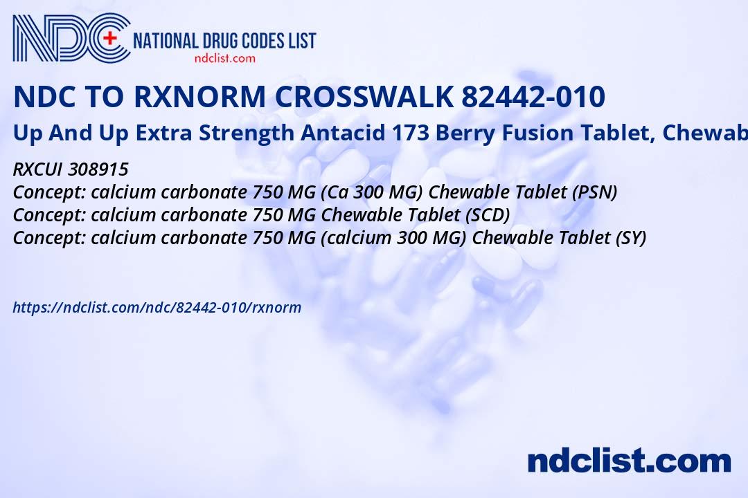 NDC RxNorm Crosswalk 82442-010 Up And Up Extra Strength Antacid 173 ...