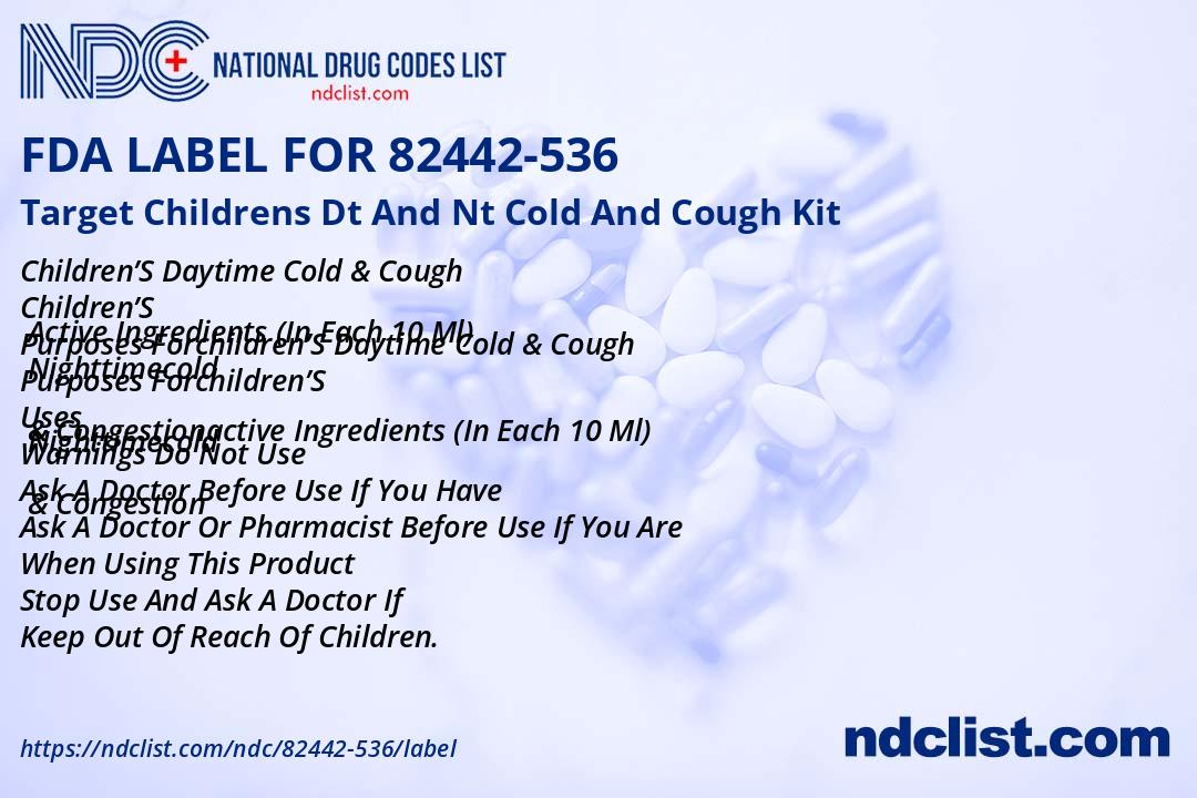 FDA Label for Target Childrens Dt And Nt Cold And Cough Kit ...