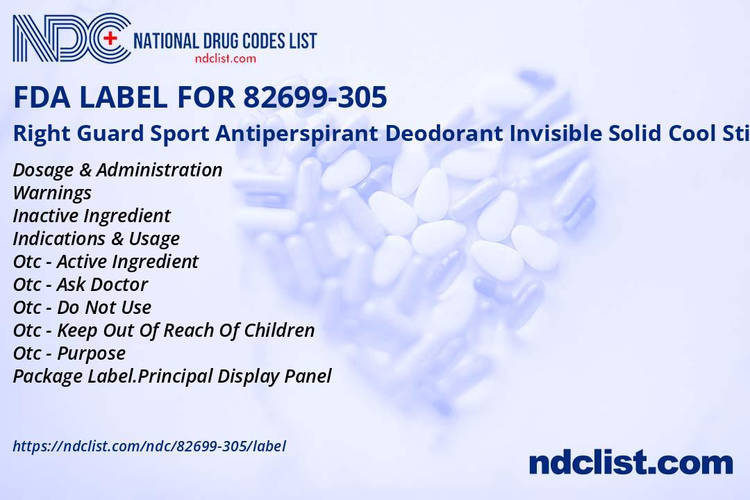 FDA Label for Right Guard Sport Antiperspirant Deodorant Invisible ...