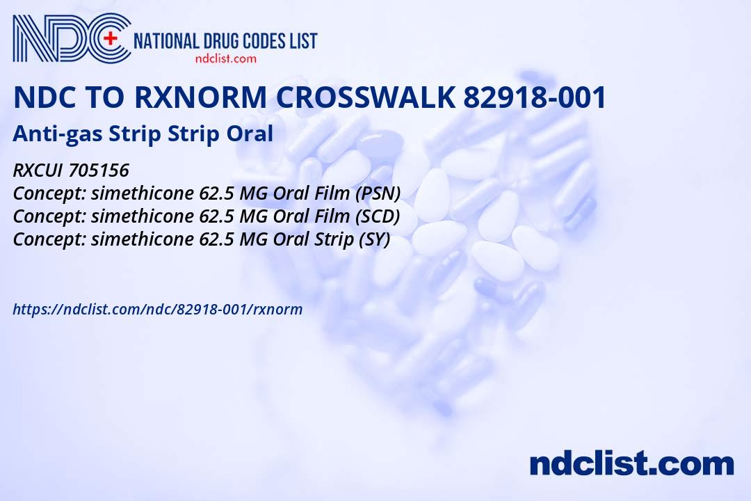 NDC RxNorm Crosswalk 82918-001 Anti-gas Strip Strip Oral