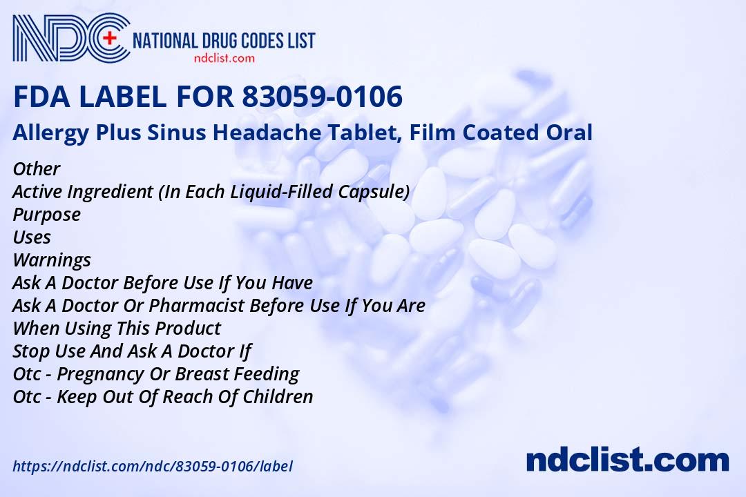 FDA Label for Allergy Plus Sinus Headache Tablet, Film Coated Oral ...