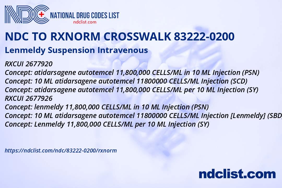 Lenmeldy Suspension- RxNorm Crosswalk NDC83222-0200