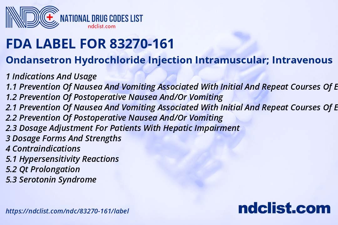 FDA Label for Ondansetron Hydrochloride Injection Intramuscular ...