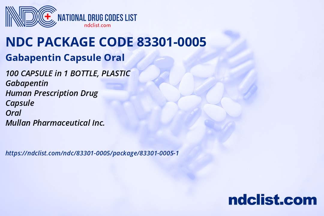 NDC Package 83301-0005-1 Gabapentin Capsule Oral