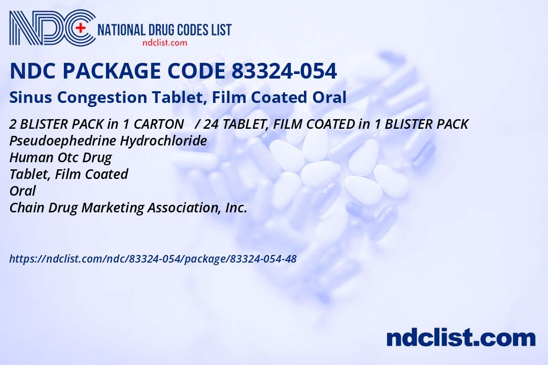 NDC Package 83324-054-48 Sinus Congestion Tablet, Film Coated Oral
