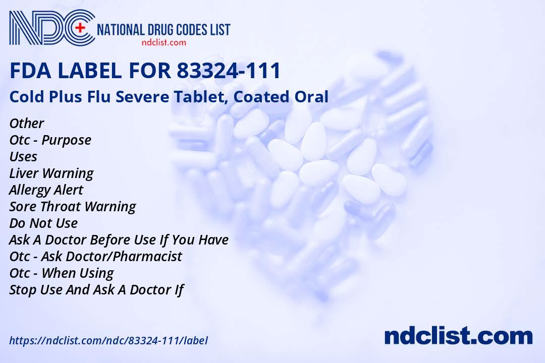 Cold Plus Flu Severe FDA Label - NDC 83324-111