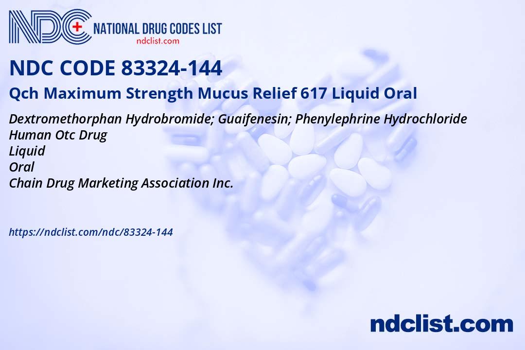 NDC Crossover 83324-144 Qch Maximum Strength Mucus Relief 617 Liquid Oral - Compare Drug ...
