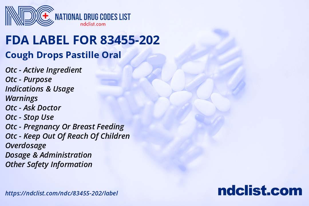 FDA Label for Cough Drops Pastille Oral - Indications, Usage & Precautions
