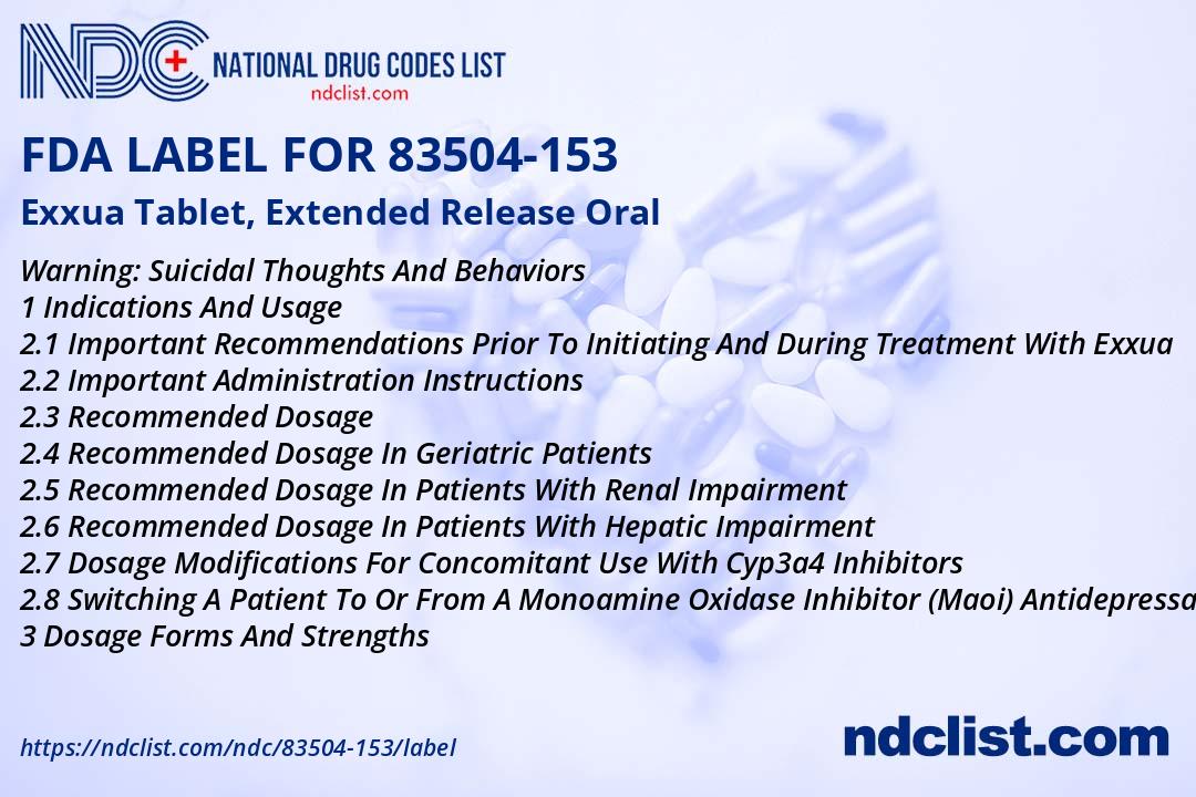 FDA Label for Exxua Tablet, Extended Release Oral - Indications, Usage ...