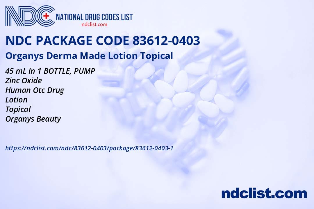 NDC Package 83612-0403-1 Organys Derma Made Lotion Topical