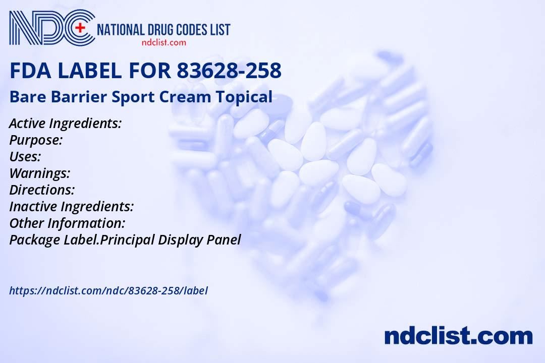 Bare Barrier Sport Cream- FDA Label NDC83628-258