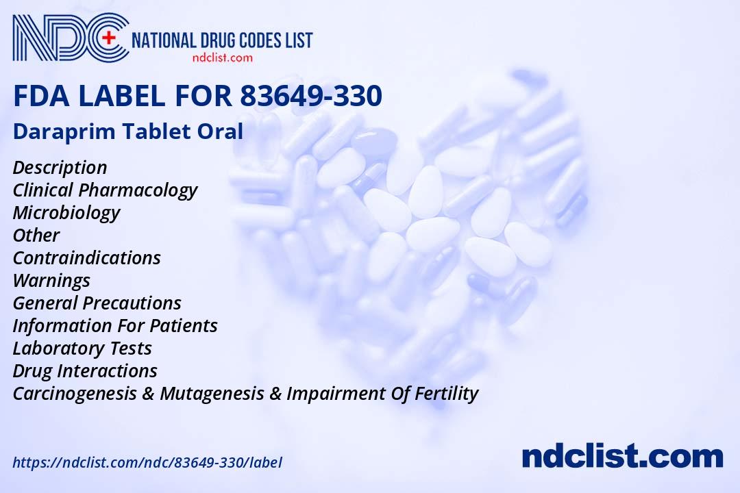 Daraprim Tablet FDA Label - NDC 83649-330