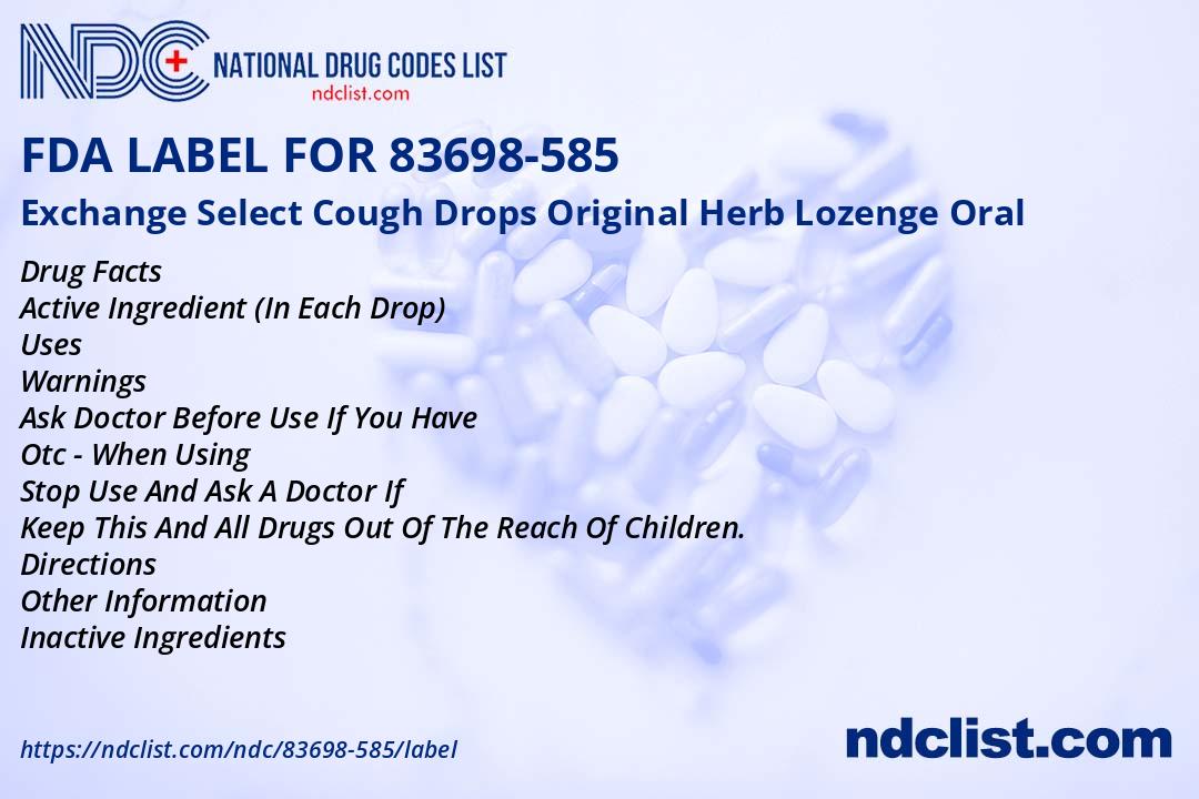 Exchange Select Cough Drops Lozenge- FDA Label NDC83698-585