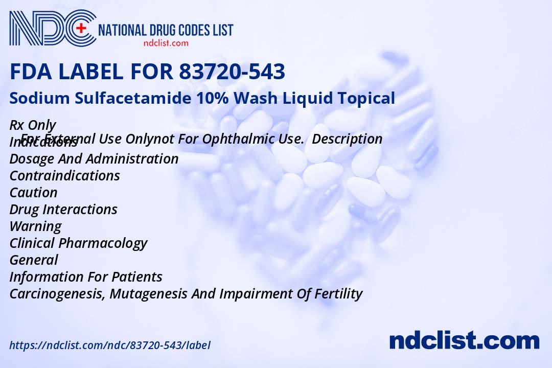 Sodium Sulfacetamide 10% Wash FDA Label - NDC 83720-543