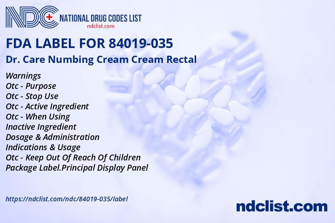 FDA Label for Dr. Care Numbing Cream Cream Rectal - Indications, Usage ...