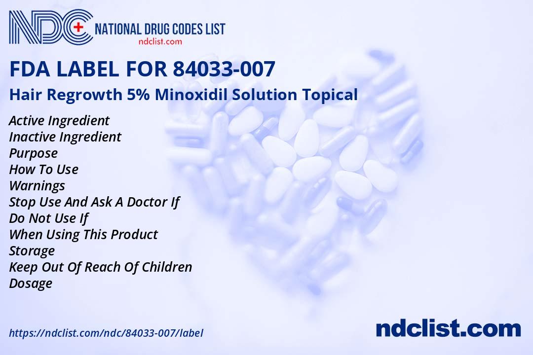 Hair Regrowth 5% Minoxidil FDA Label - NDC 84033-007