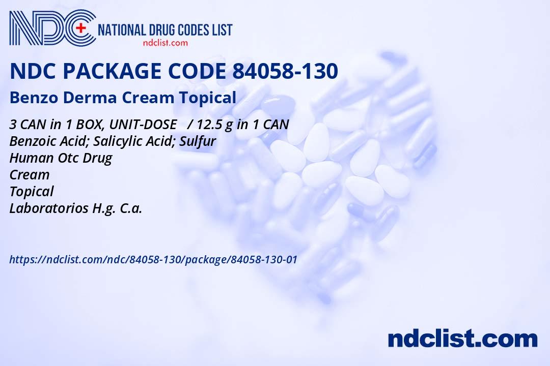 NDC Package 84058-130-01 Benzo Derma