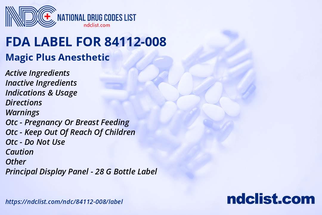 FDA Label for Magic Plus Anesthetic - Indications, Usage & Precautions