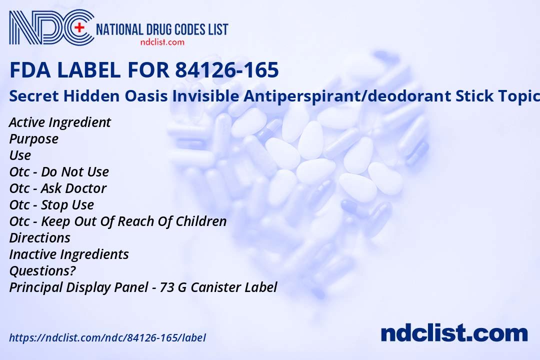 FDA Label for Secret Hidden Oasis Invisible Antiperspirant/deodorant ...