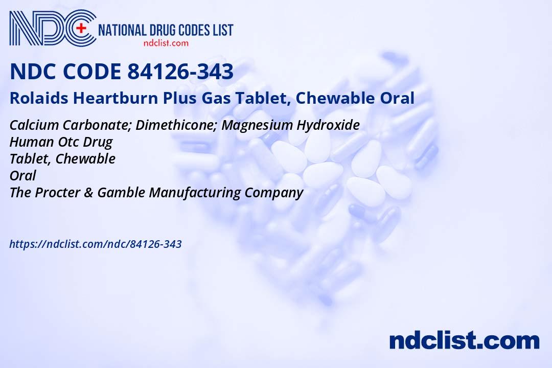 Rolaids Heartburn Plus Gas Tablet, Chewable NDC 84126-343