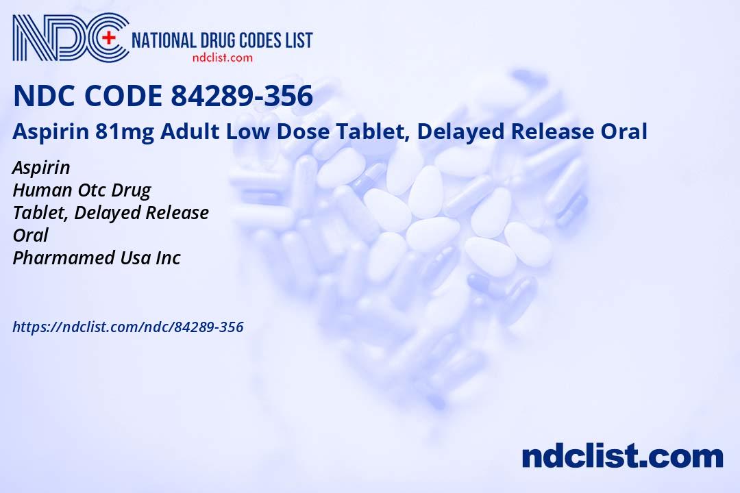 Aspirin 81mg Adult Low Dose NDC 84289-356