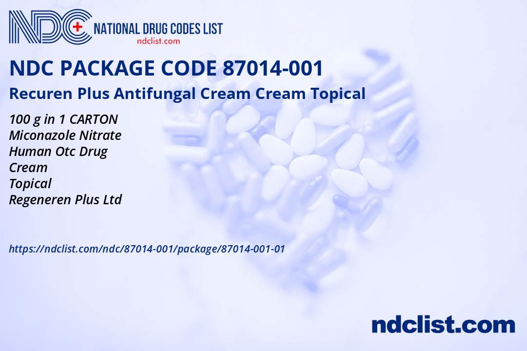 NDC Package 87014-001-01 Recuren Plus Antifungal Cream Cream Topical